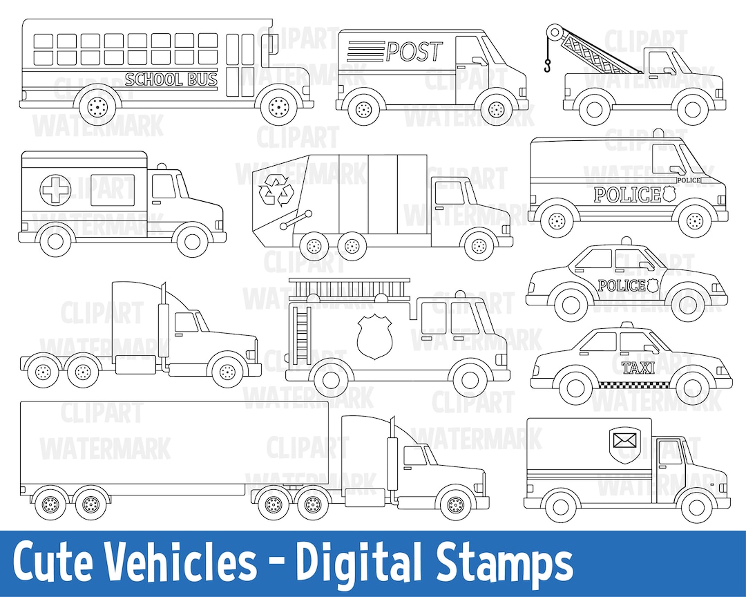 Transportation Clipart, Community Vehicles, Cars Clip Art, Truck, Van ...