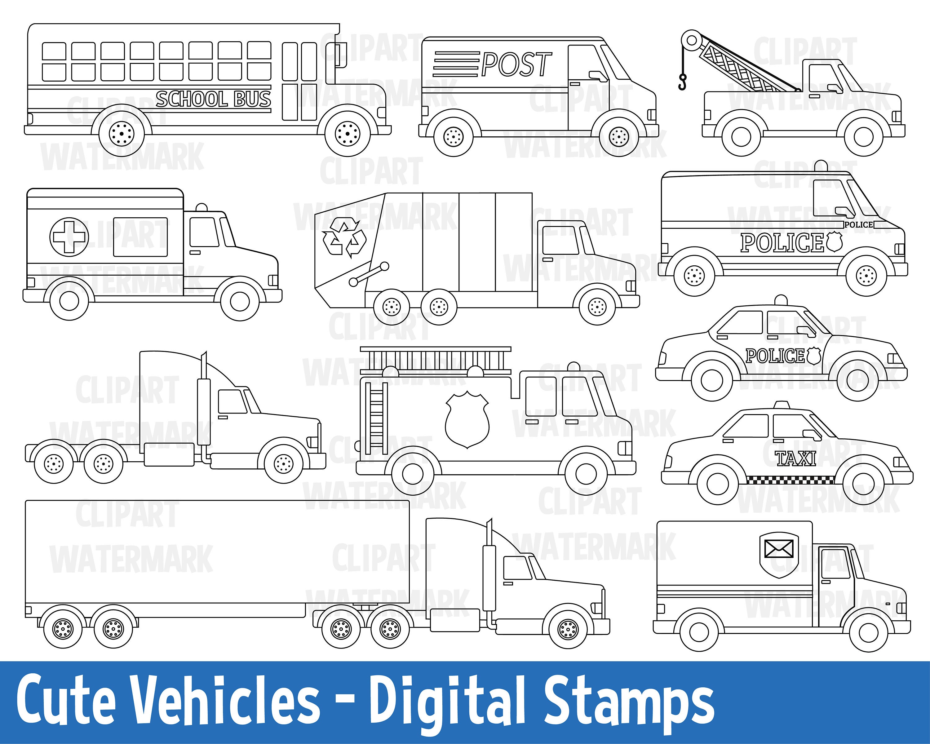 Transportation Clipart, Community Vehicles, Cars Clip Art, Truck, Van ...