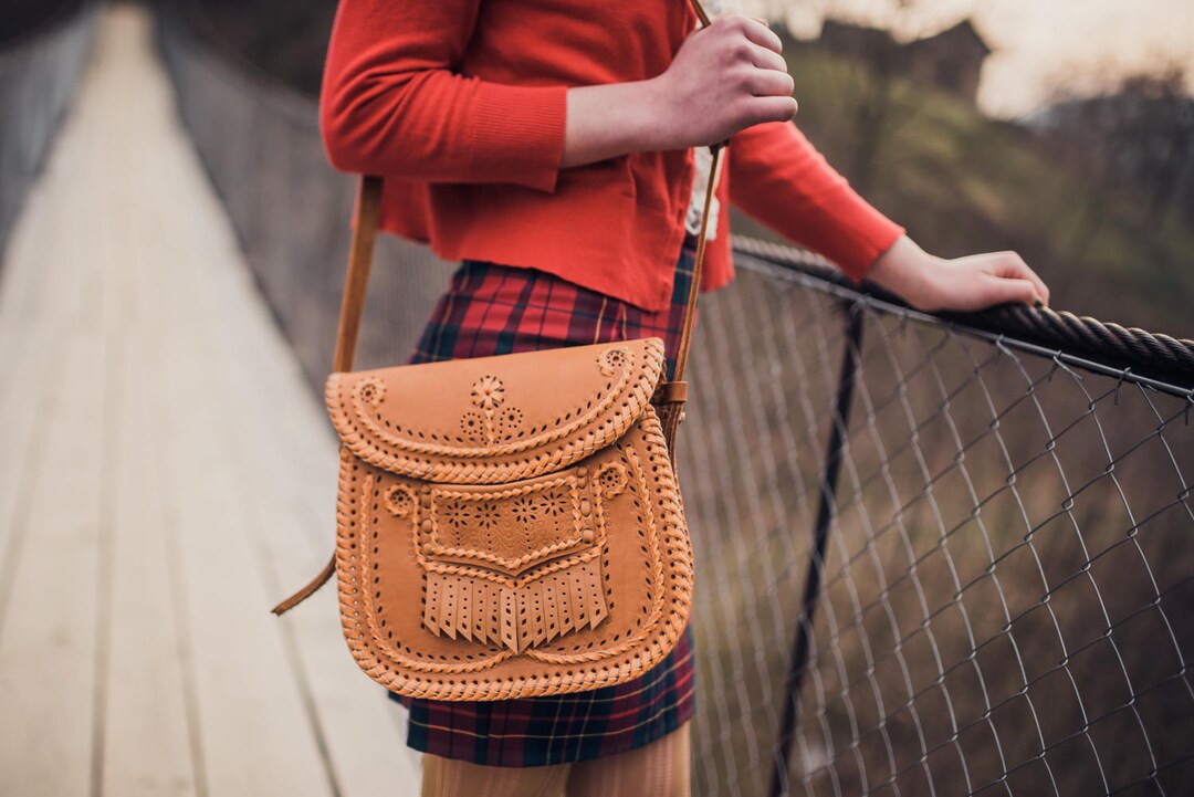 Leather Shoulder Bag "periwinkle" - Crossbody Bag - Ethnic Bag ...
