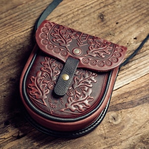 Small Dark Red Leather Shoulder Bag Crossbody Bag Red Purse Handbag ...