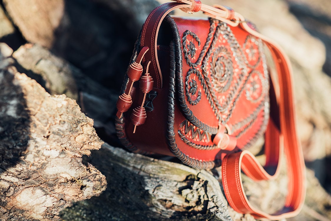 Red Leather Shoulder Bag Crossbody Bag Handbag Ethnic Bag - Etsy