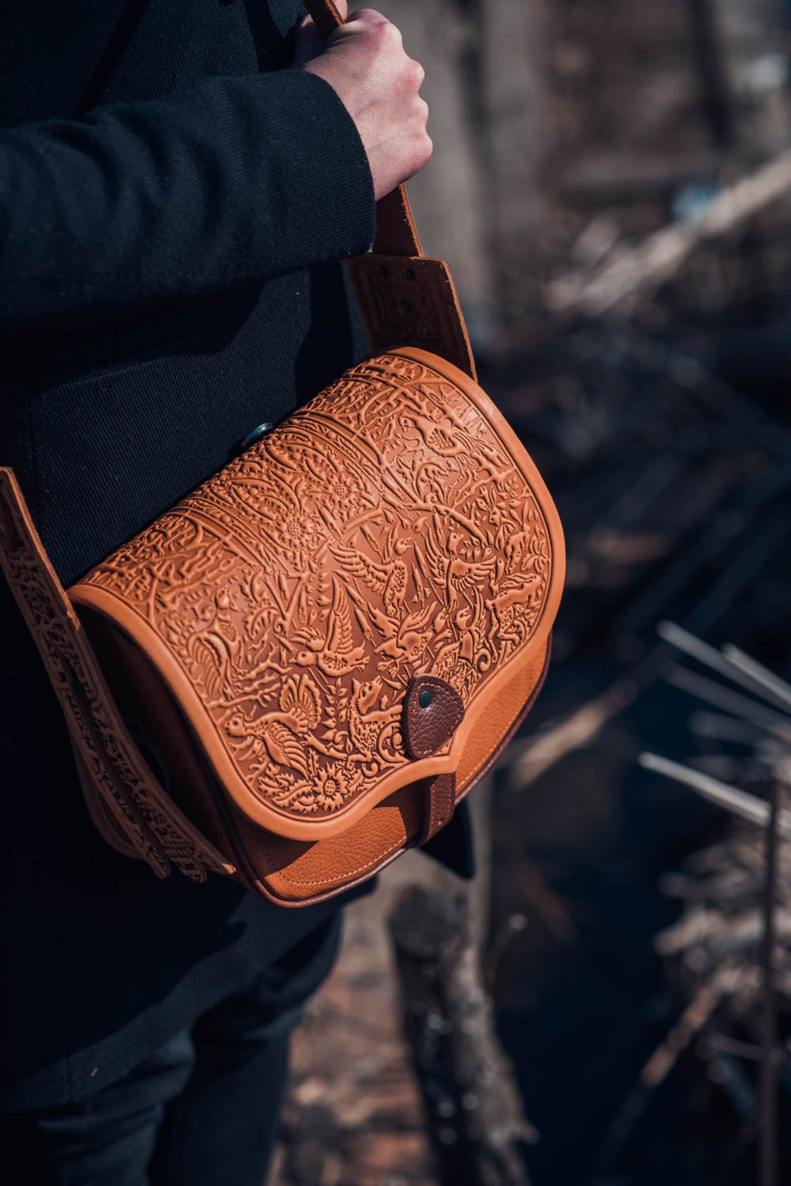 Brown Leather Shoulder Bag Hunting Bag Crossbody Bag Handbag - Etsy