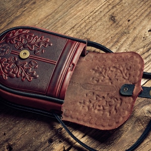 Small Dark Red Leather Shoulder Bag Crossbody Bag Red Purse Handbag ...