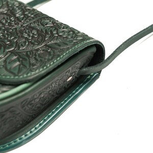 Small Green Genuine Leather Shoulder Bag Crossbody Bag Handbag Ethnic ...