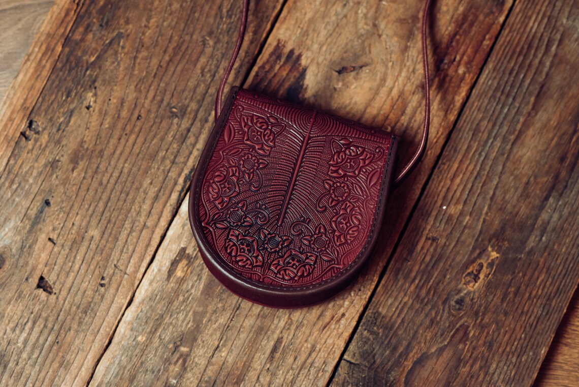 Small Purple Genuine Leather Shoulder Bag Crossbody Bag Handbag Ethnic ...