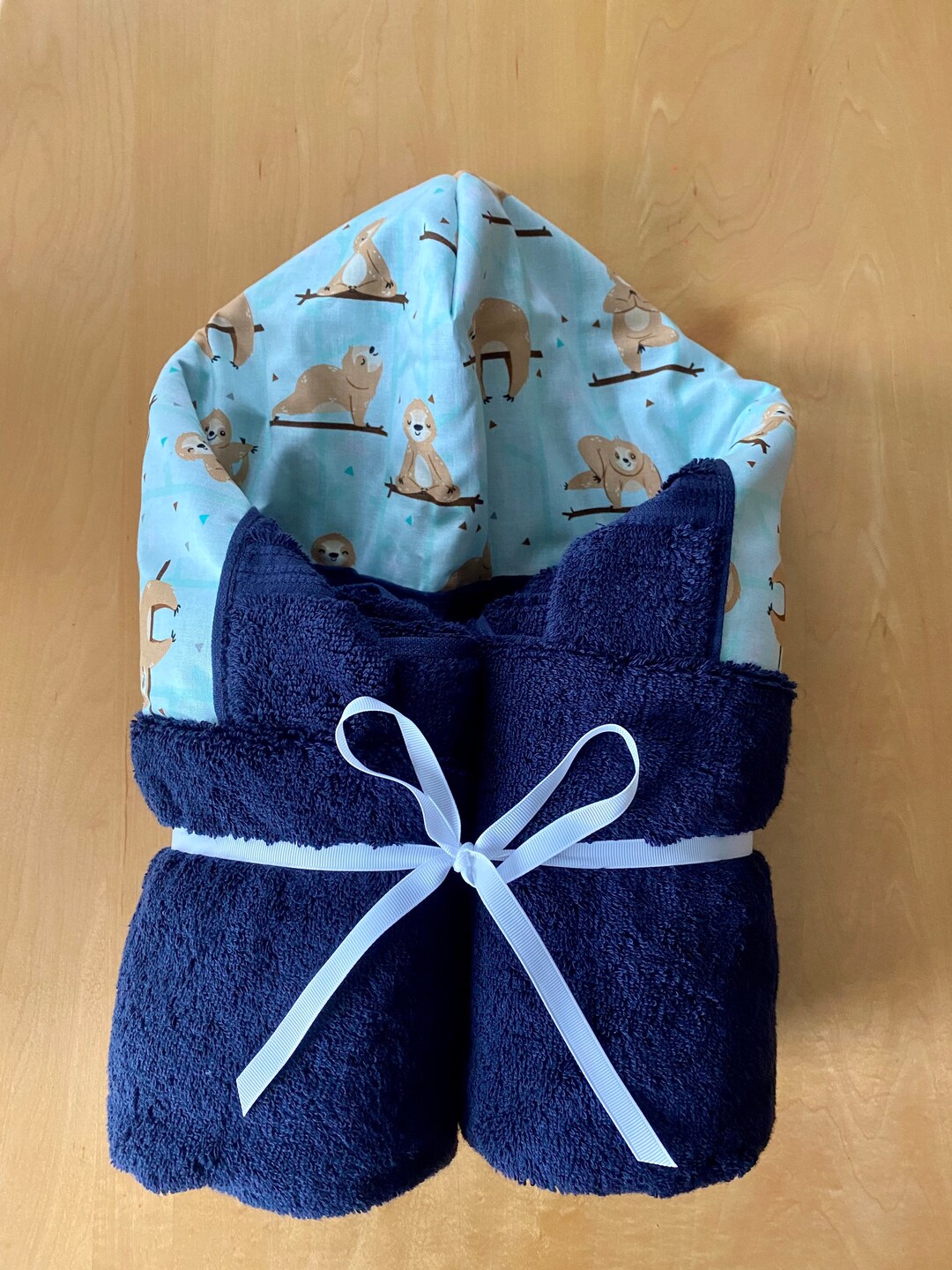 Small or Large Sloth Hooded Towel for Babies, Toddlers, Kids, Teens and ...