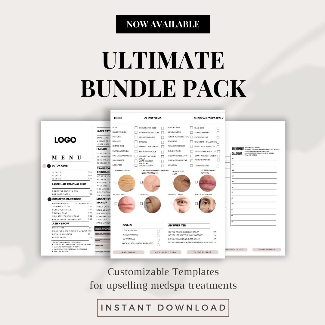 Medspa Consultation Sheet Bundle Pack | Skincare Consultation Forms ...