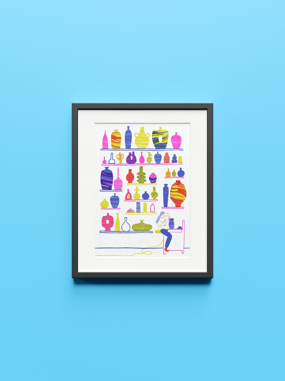 Colourful A4 or A3 Trippy Pots Pottery Artist Studio Giclée - Etsy