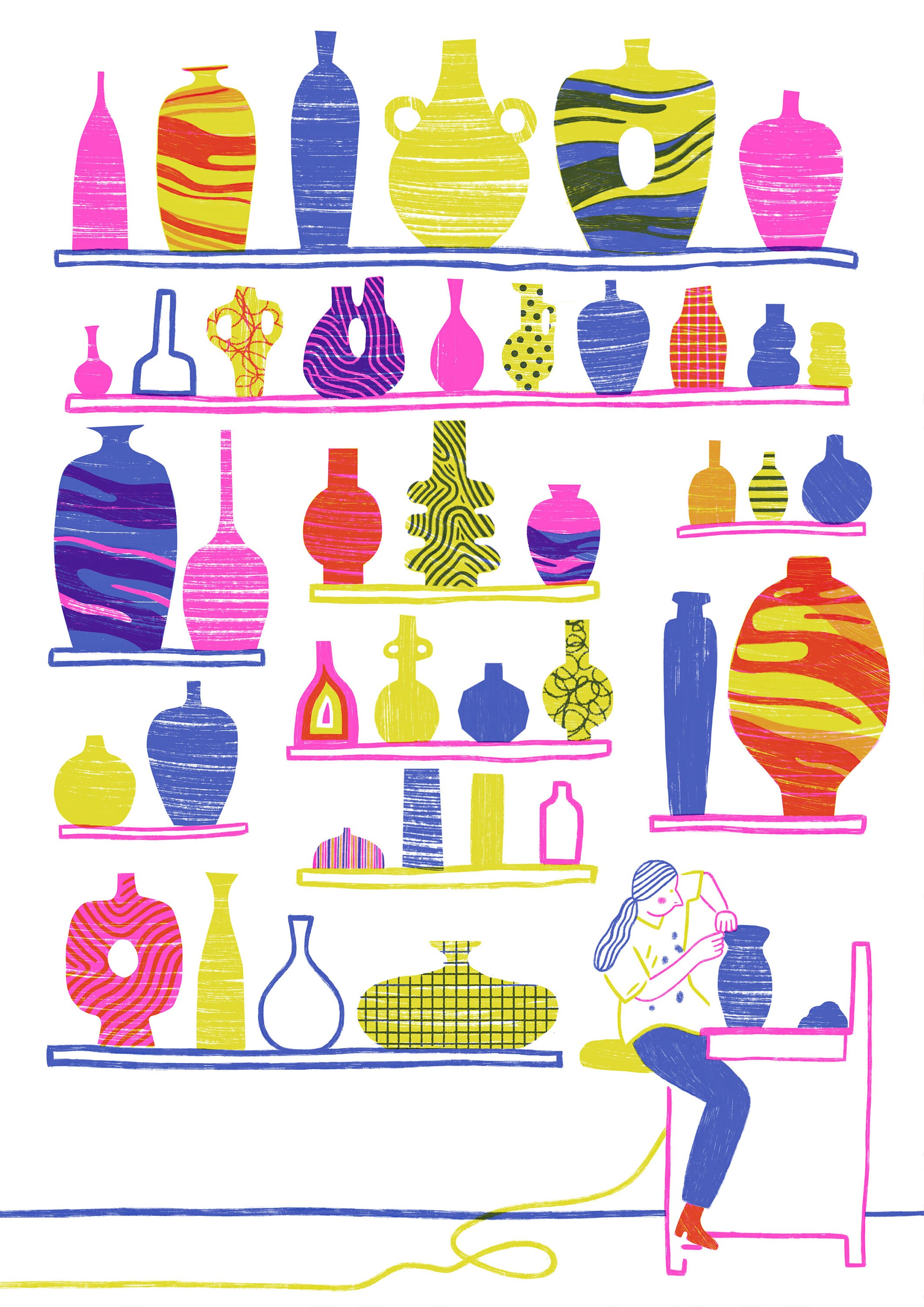Colourful A4 or A3 Trippy Pots Pottery Artist Studio Giclée - Etsy