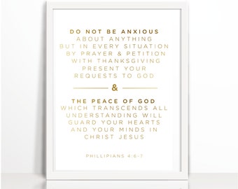 Do Not Be Anxious Scripture Bible Verse Printable Art | Etsy