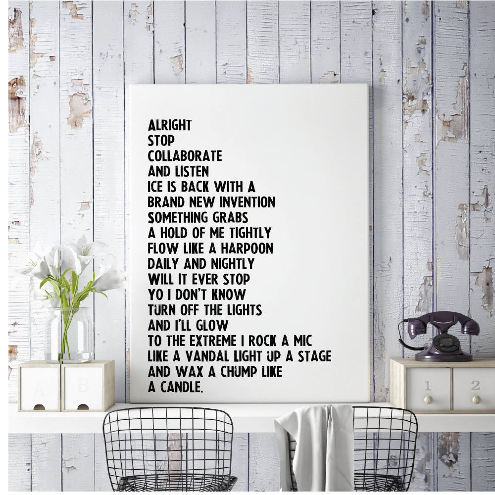Alright Stop Collaborate and Listen, Lyrics Quote, Typography, Wall Art ...