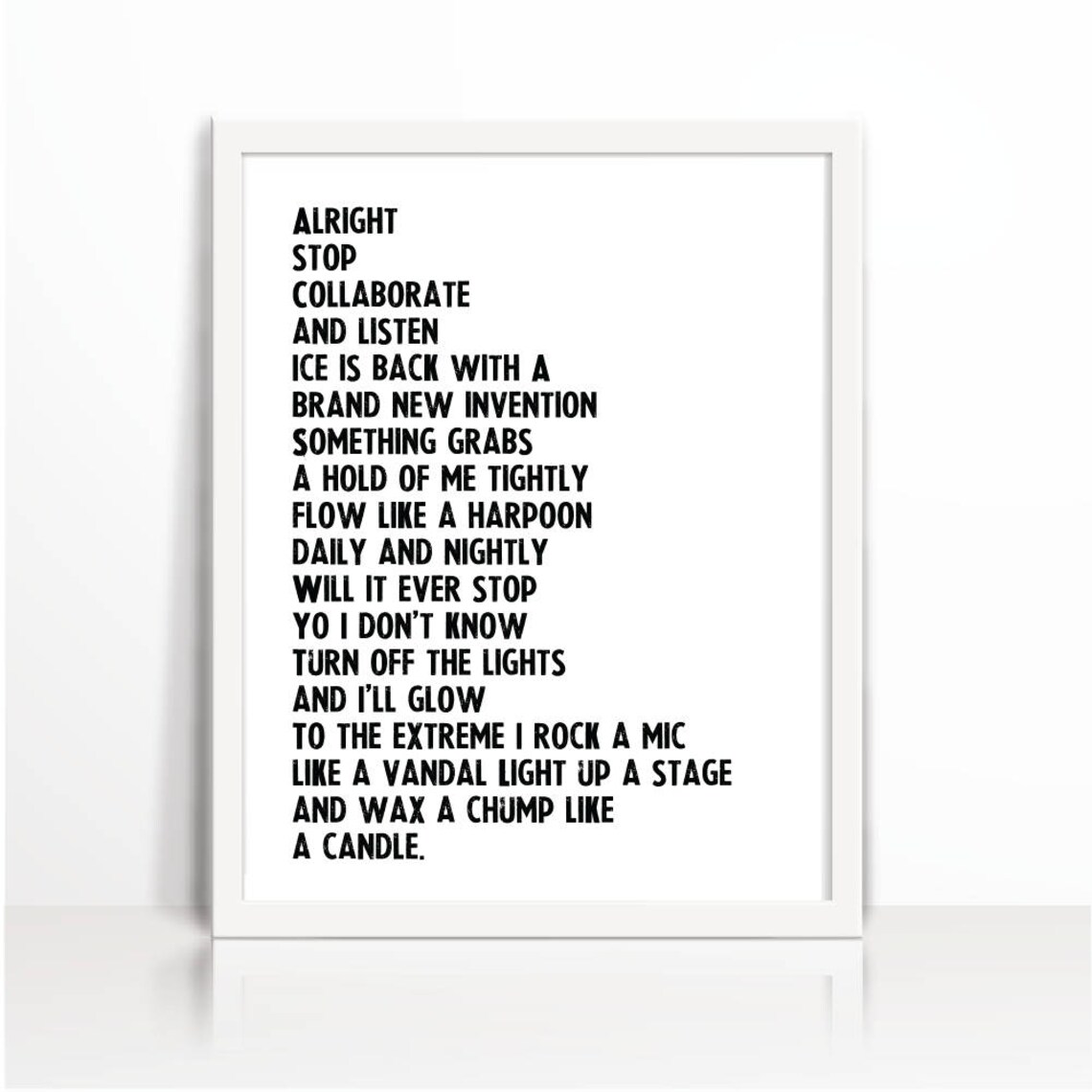 Alright Stop Collaborate and Listen, Lyrics Quote, Typography, Wall Art ...