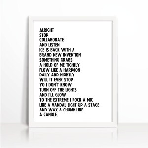Alright Stop Collaborate and Listen, Lyrics Quote, Typography, Wall Art ...