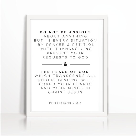 Do Not Be Anxious Scripture Bible Verse Printable Art | Etsy