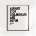 Alright Stop Collaborate and Listen, Lyrics Quote, Typography, Wall Art ...