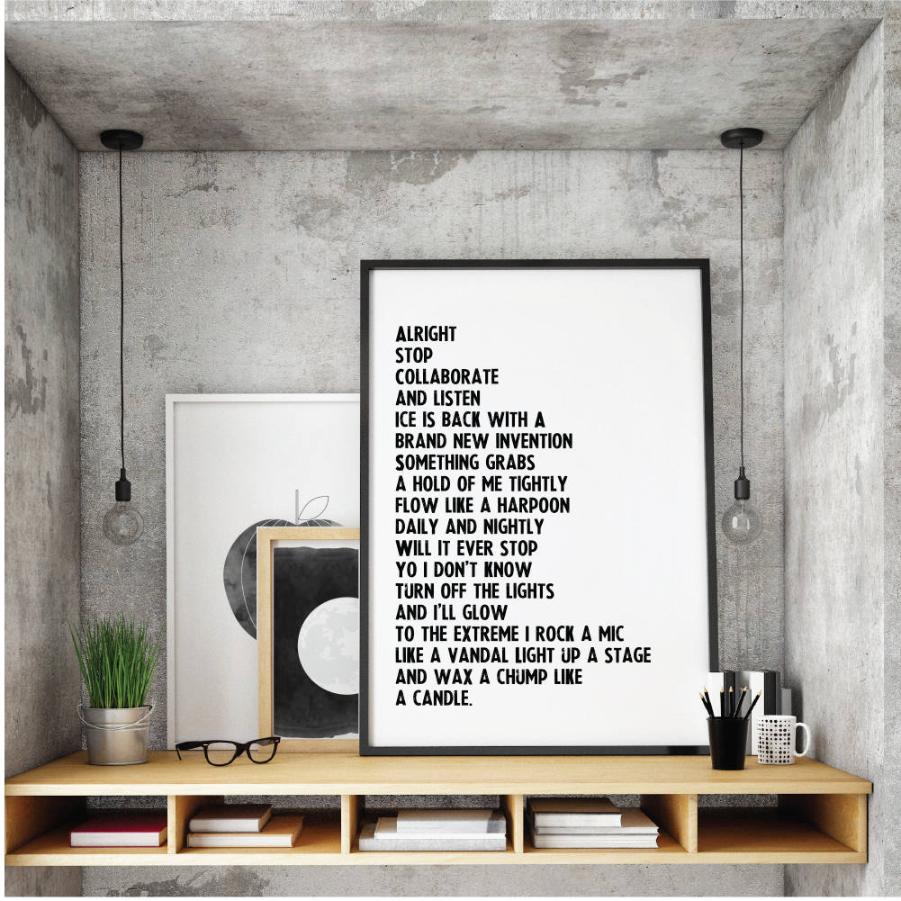 Alright Stop Collaborate and Listen, Lyrics Quote, Typography, Wall Art ...