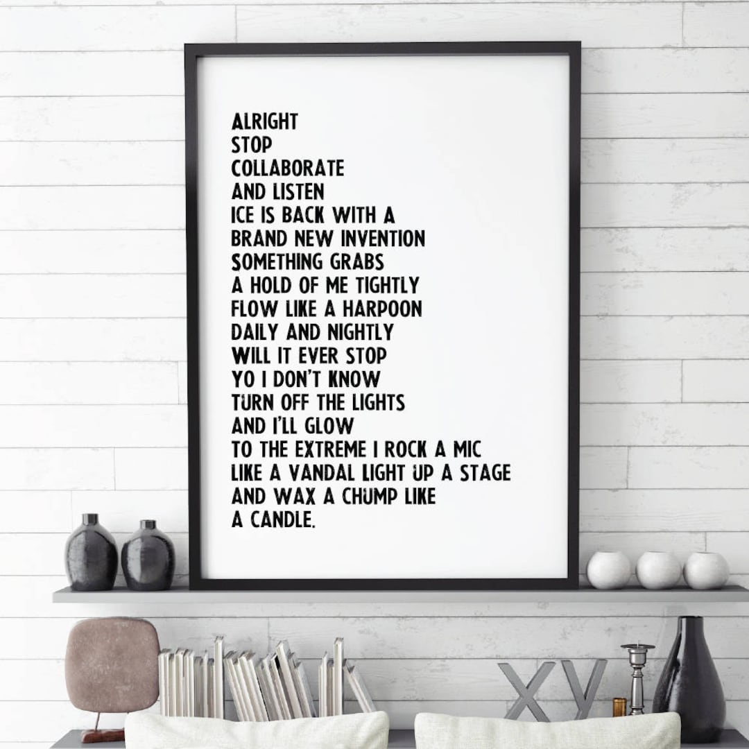 Alright Stop Collaborate and Listen, Lyrics Quote, Typography, Wall Art ...