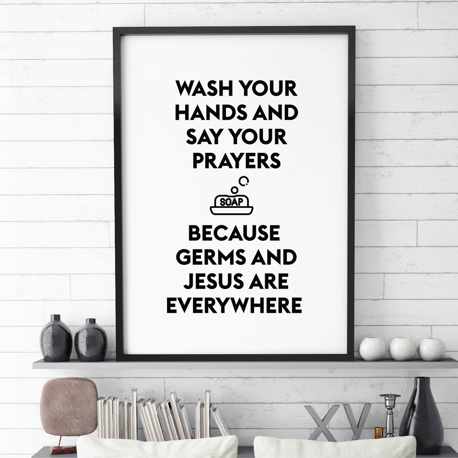 Wash Your Hands and Say Your Prayer, Printable Art, Bathroom Printable ...