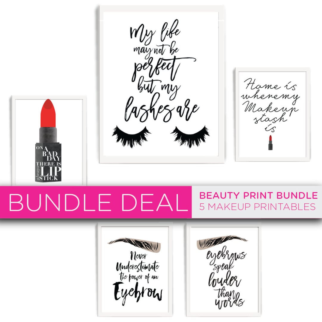 Makeup Print, Printable Set, Beauty Prints, Lashes Print, Printable ...