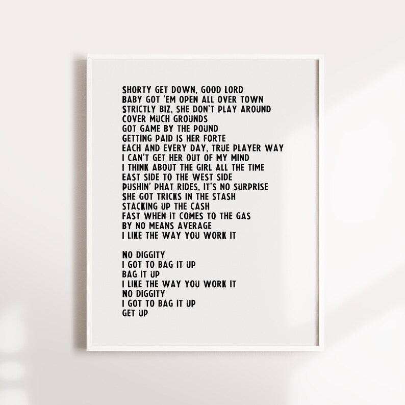 No Diggity, Rap Lyrics Quote, Art Digital Wall Print, Song Lyric ...