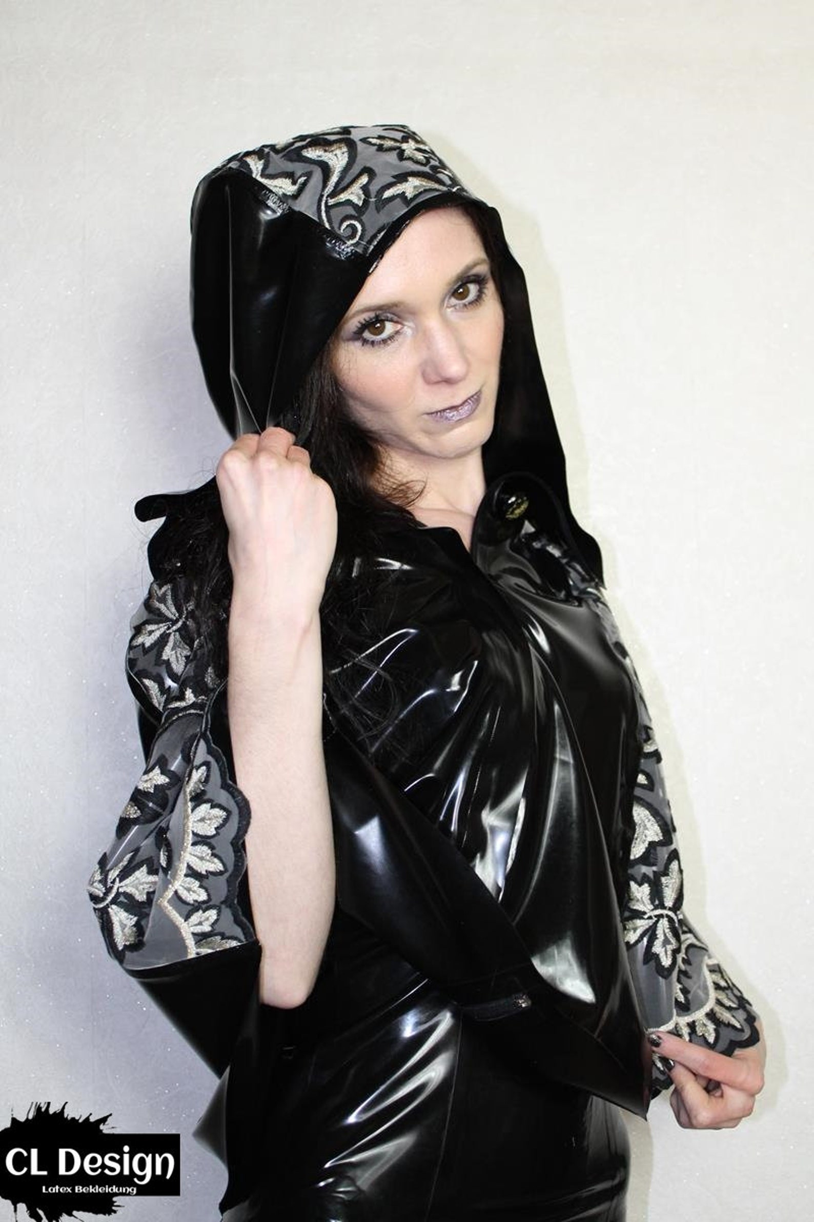 CL Design Latex Cape Coat Hooded Lace Zipper and Button Ladies - Etsy ...