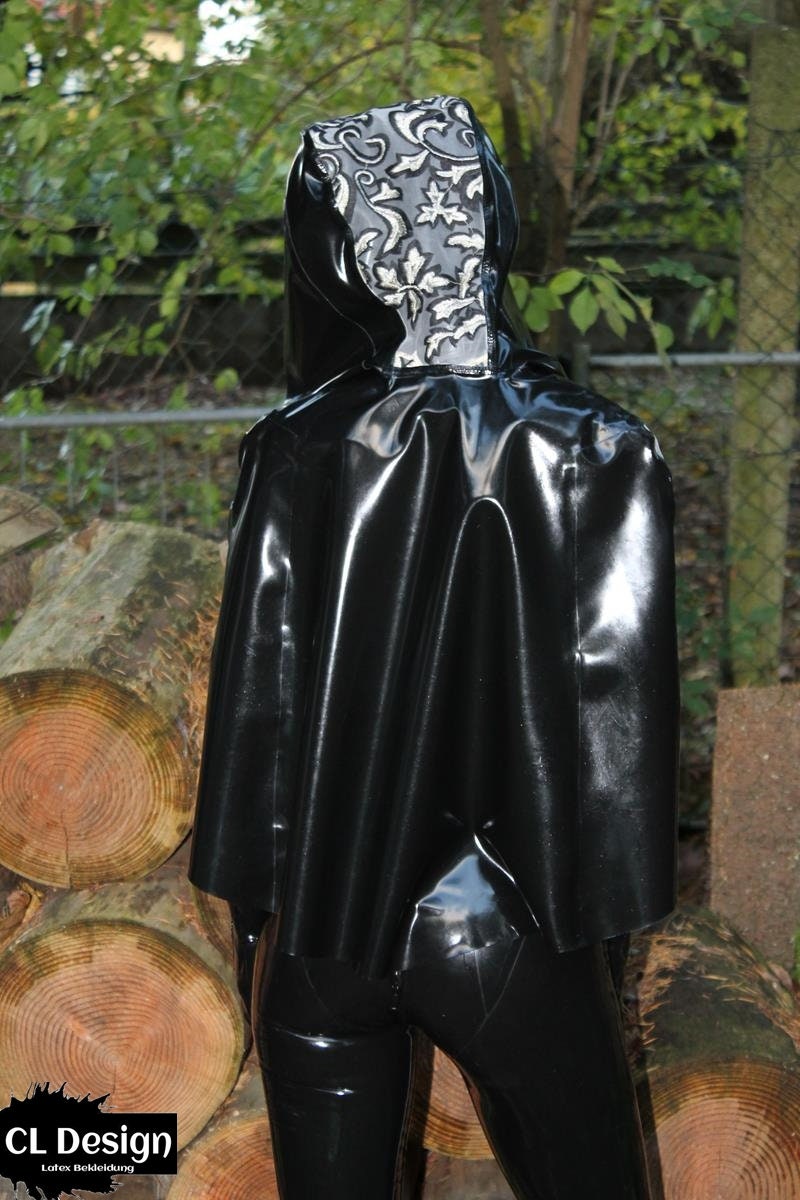 CL Design Latex Cape Mantel mit Kapuze und Spitze | Etsy