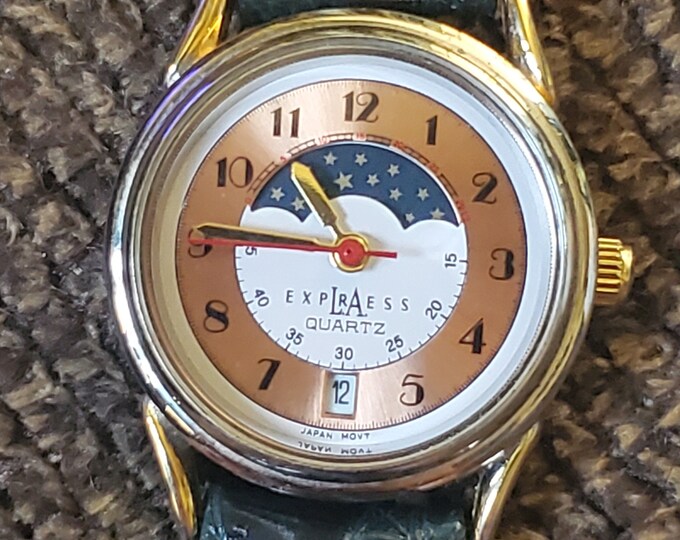Vintage LA Express Moonphase Ladies Watch - Etsy