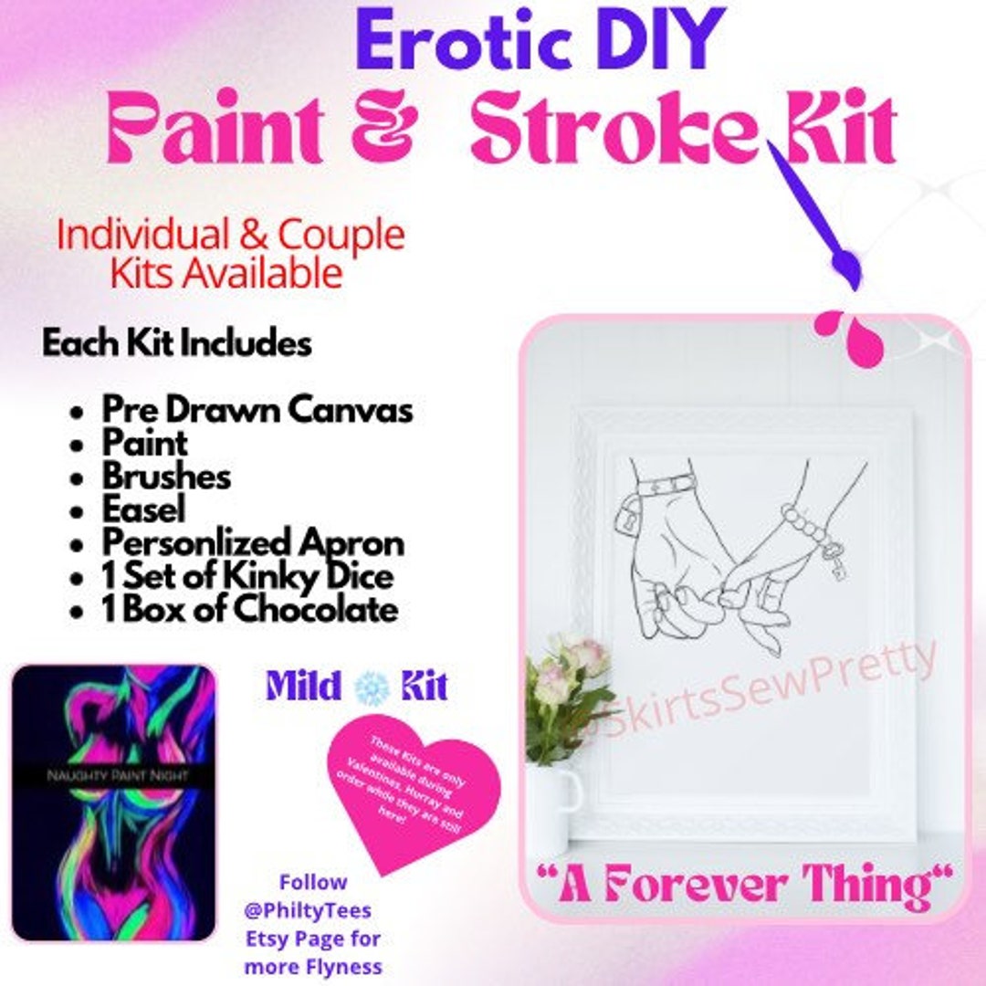 X Rated Couples Canvas Pre Drawn Date Night Paint Kit, Paint Box ...