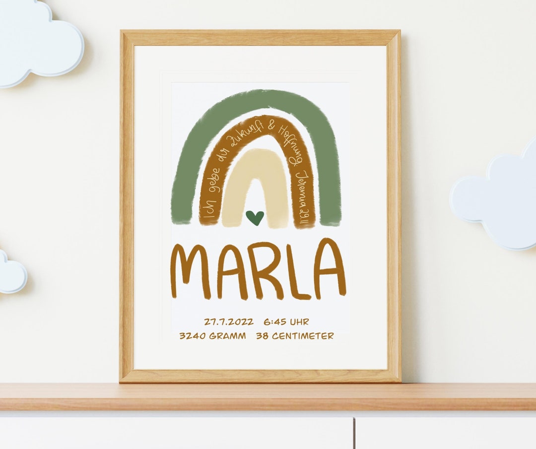 Name Picture Birth Rainbow / Baby / Date of Birth / Print ...
