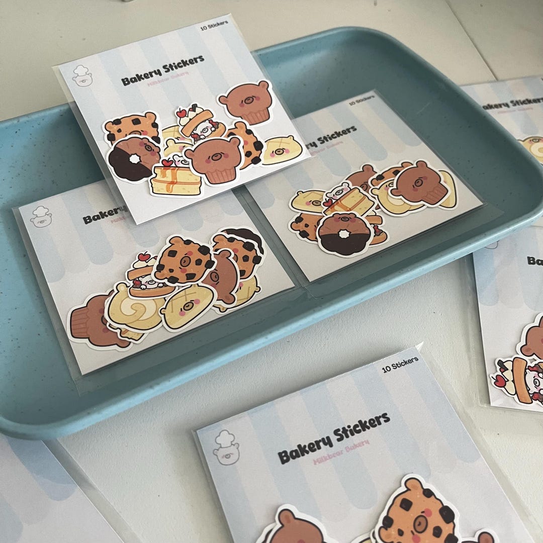 Milkbear Bakery: Mini Cute Bakery Sticker Pack, Pancake Stickers, Cake ...
