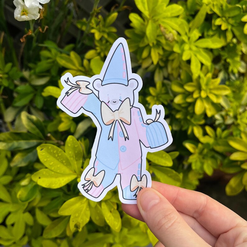 Kawaii Polar Bear Sticker – Cute Clown Outfit Vinyl Sticker, Fun ...