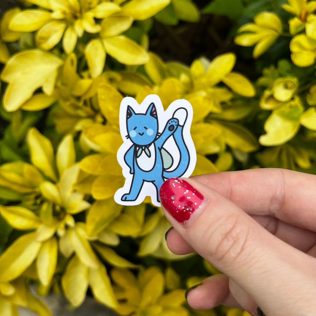 Cute Fairy Anime Sticker: Happy the Cat Laptop Sticker, Vinyl Sticker ...