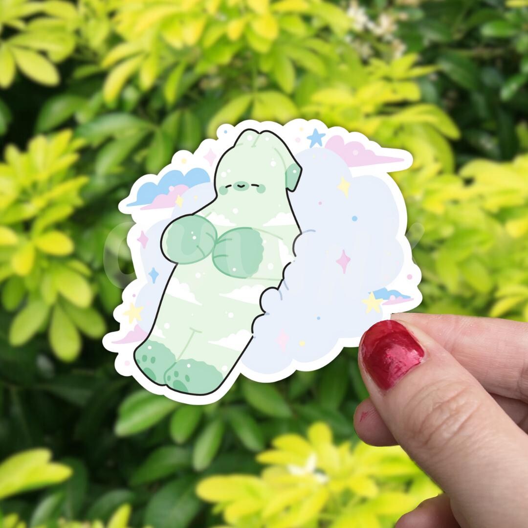 Jade Rabbit Cozy Cloud Sticker - Kawaii Pastel Art - Etsy