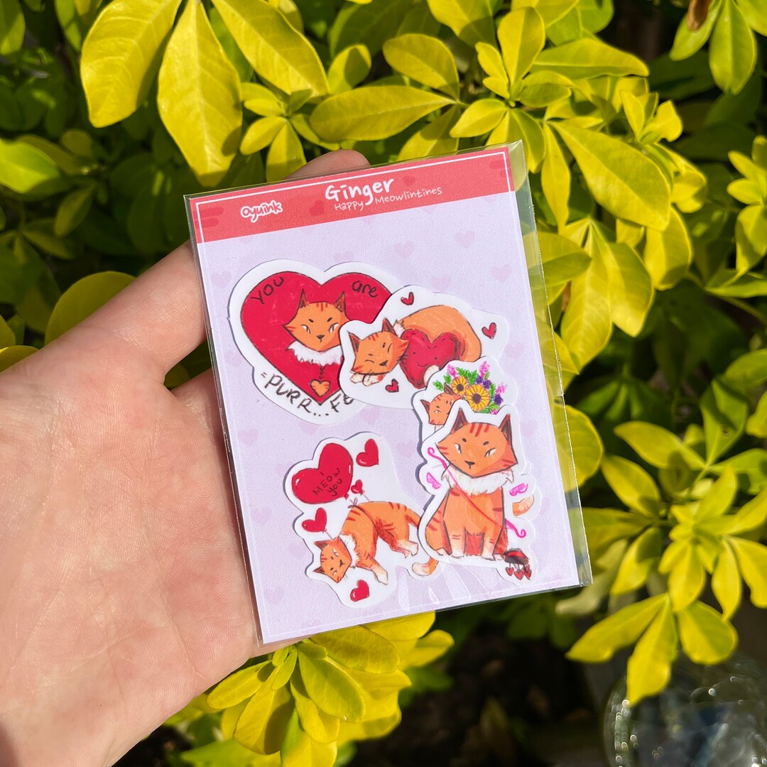 Cute Ginger Cat Valentines Day Planner Die Cut Sticker: Cute Ginger Cat ...