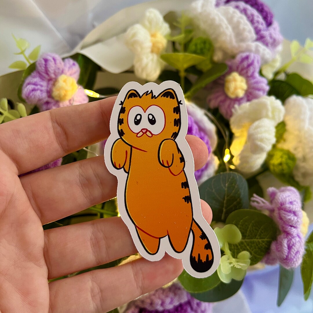 Cute Garfield Longcat Vinyl Sticker, Orange Cat, Cartoon - Etsy
