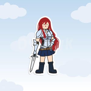 Cute Fairy Anime Sticker: Erza Scarlet Laptop Sticker, Vinyl Sticker - Etsy