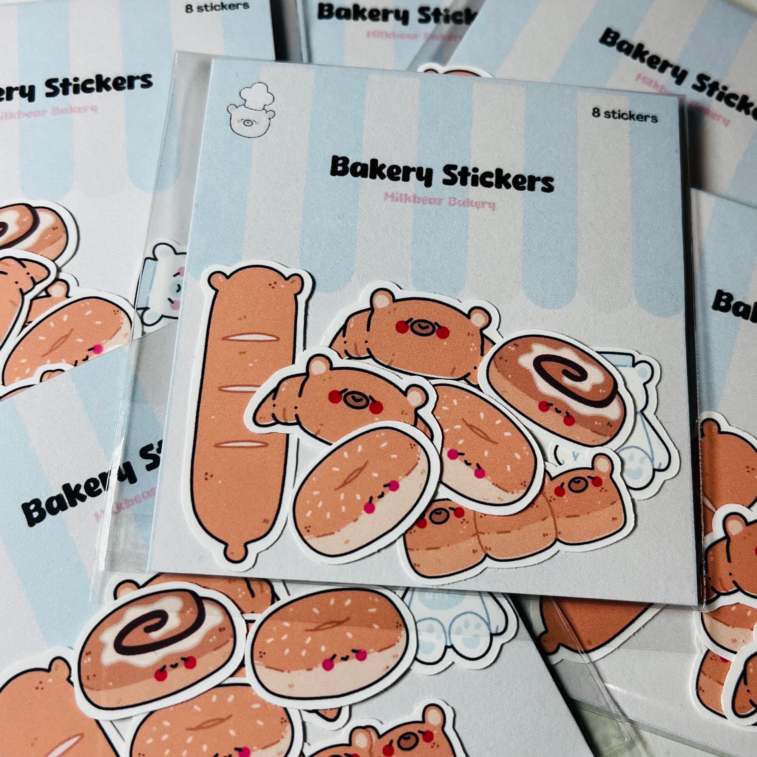 Milkbear Bakery: Mini Cute Bakery Sticker Pack, Bread Stickers, Cake ...