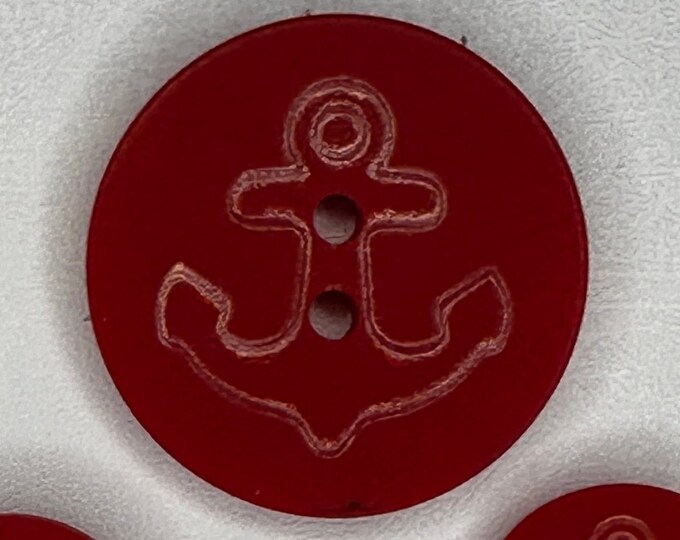 3 Red Buttons W/ White Anchors - Etsy