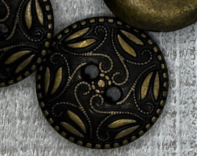 4 Antiqued Gold Metal Buttons With a Raised Design - Etsy
