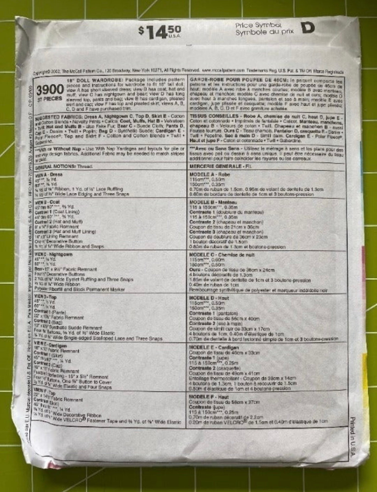 New Simplicity 2458 Sewing Pattern for 18 Doll Clothes / Doll Clothing ...