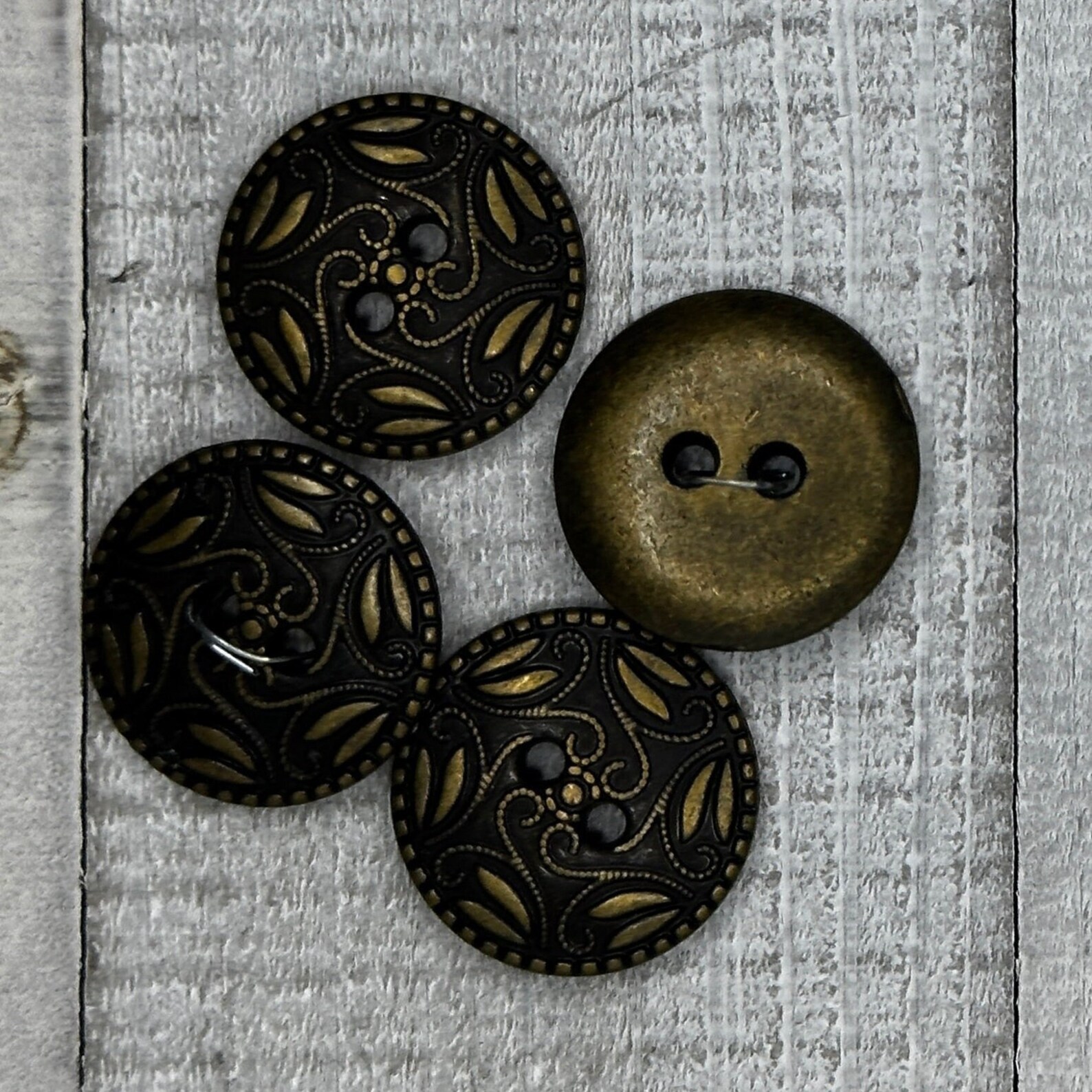 4 Antiqued Gold Metal Buttons With a Raised Design - Etsy