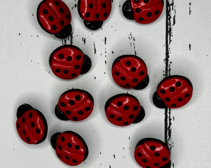 5 Ladybug Shank Buttons - Etsy