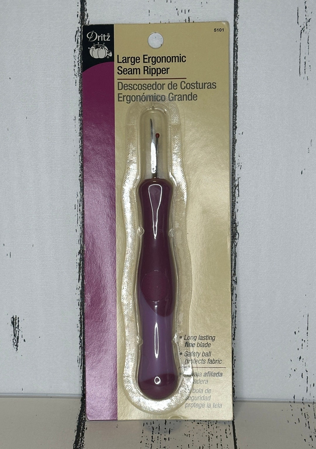 Dritz Large Ergonomic Seam Ripper - Thread Remover - Open Buttonholes ...