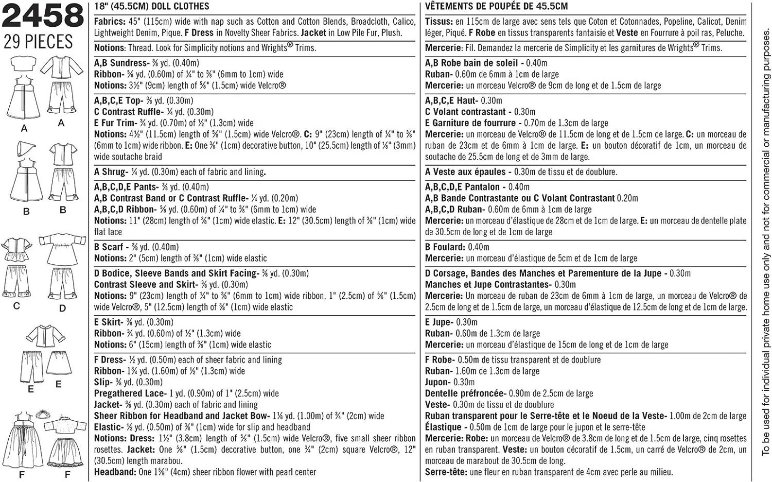 New Simplicity 2458 Sewing Pattern for 18 Doll Clothes / Doll Clothing ...