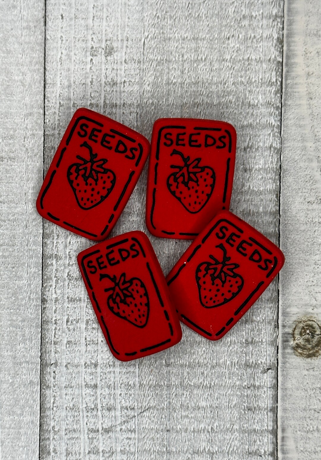 4 Red Strawberry Seed Packet Buttons - Etsy