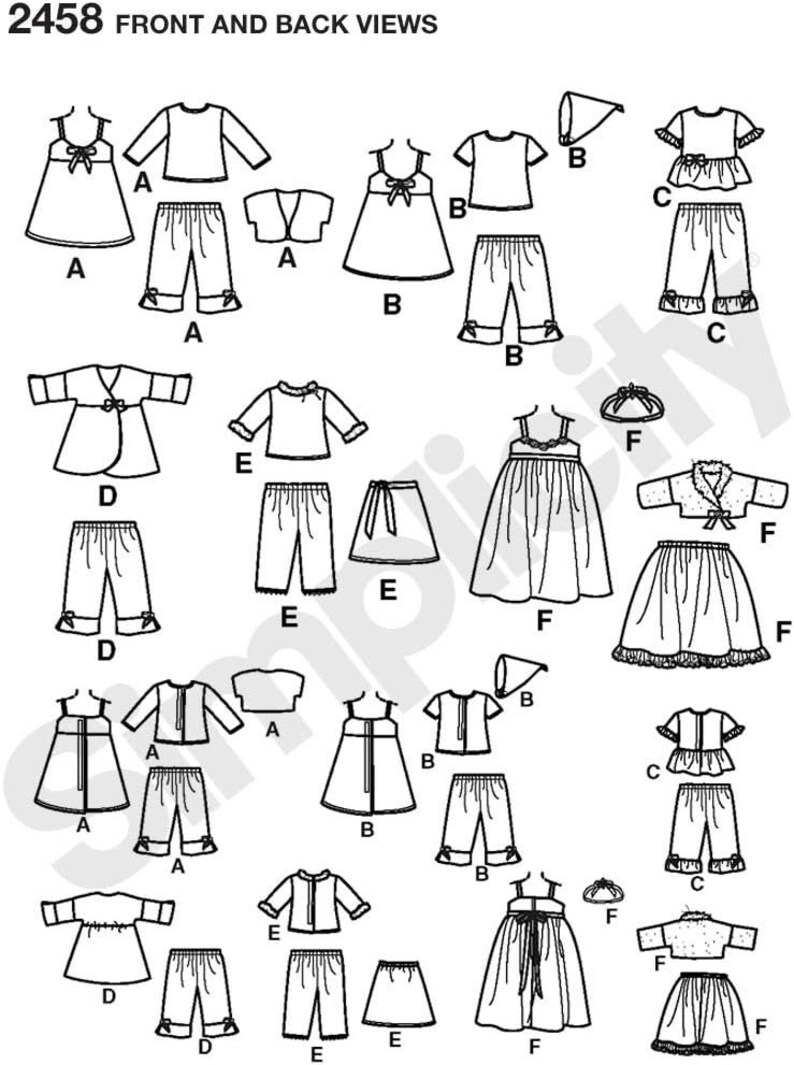 New Simplicity 2458 Sewing Pattern for 18 Doll Clothes / Doll Clothing ...