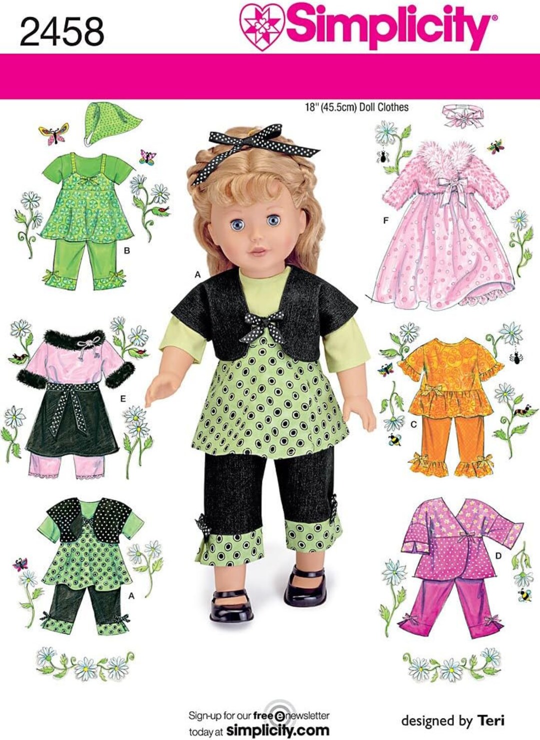 New Simplicity 2458 Sewing Pattern for 18 Doll Clothes / Doll Clothing ...