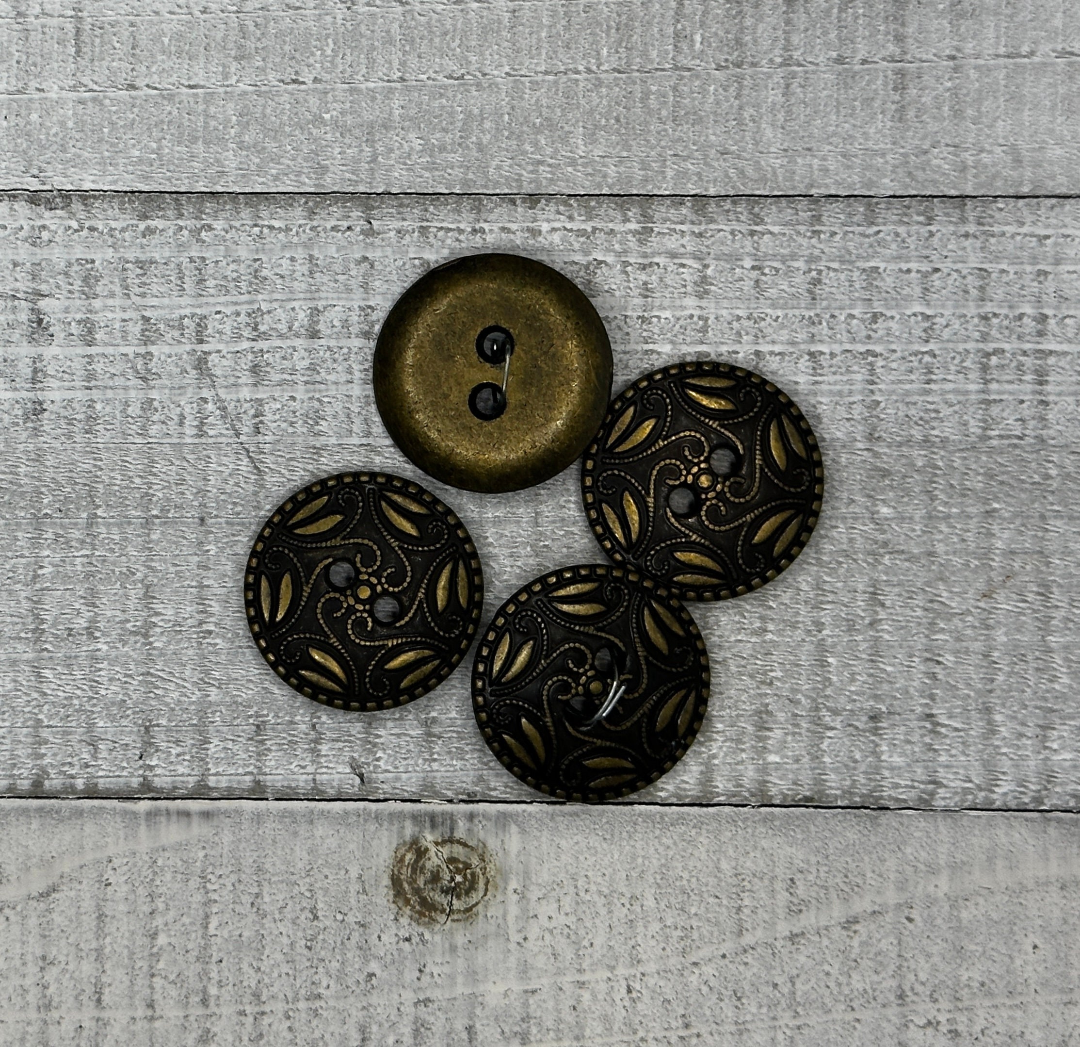 4 Antiqued Gold Metal Buttons With a Raised Design - Etsy