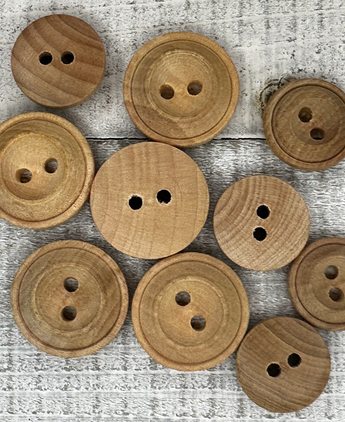 10 Round Con-caved Wood Buttons - Etsy