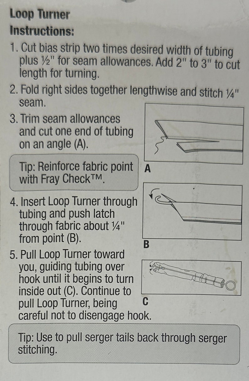 Dritz Loop Turner, 9 1/2" - Turning Bias Tubing, Chinese Ball Buttons, Purse Straps, Button ...